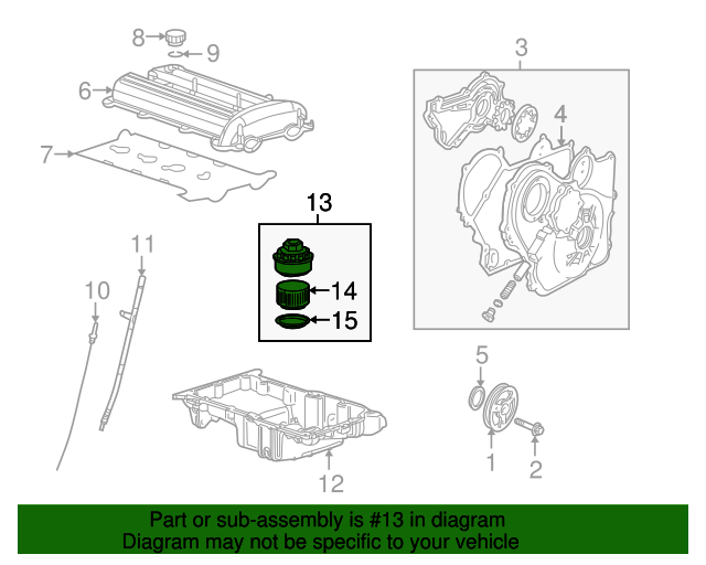 Engine Oil Filter, Cap, and Cap Seal (O-Ring) 12737844 | OEM Parts Online