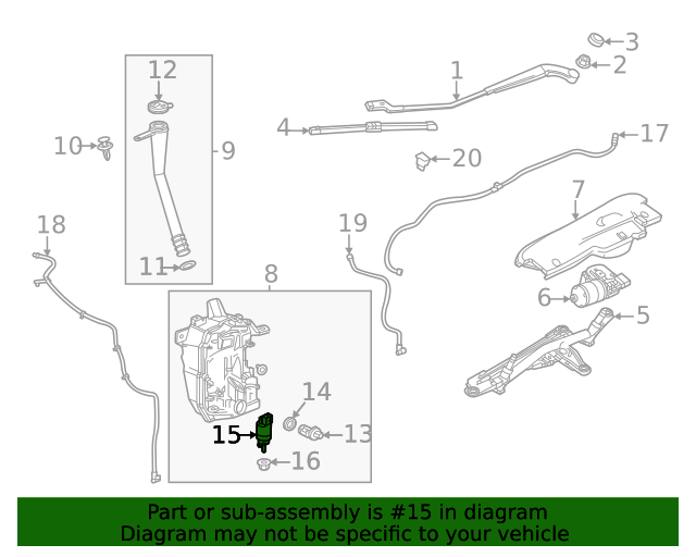 2020-2024 GM Windshield Washer and Rear Window Pump 84409812 GM ...