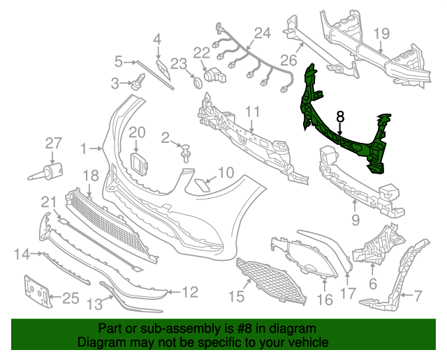 166-885-67-00 - Center Mount 2017-2019 Mercedes-Benz GLS 63 AMG ...