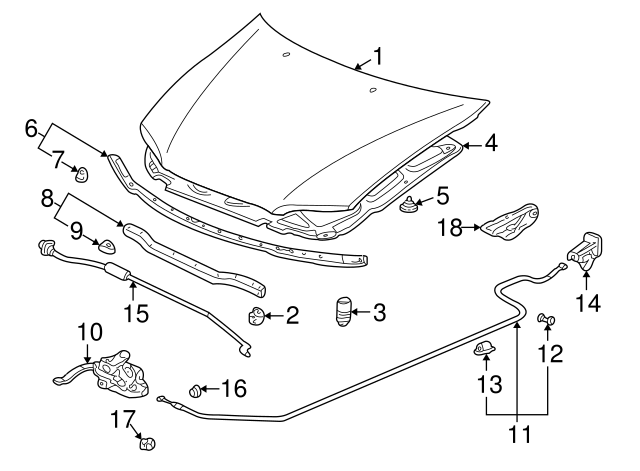 1999-2004 Honda Odyssey Stay, Hood Opener 74145-S0X-A00 | Honda Parts ...