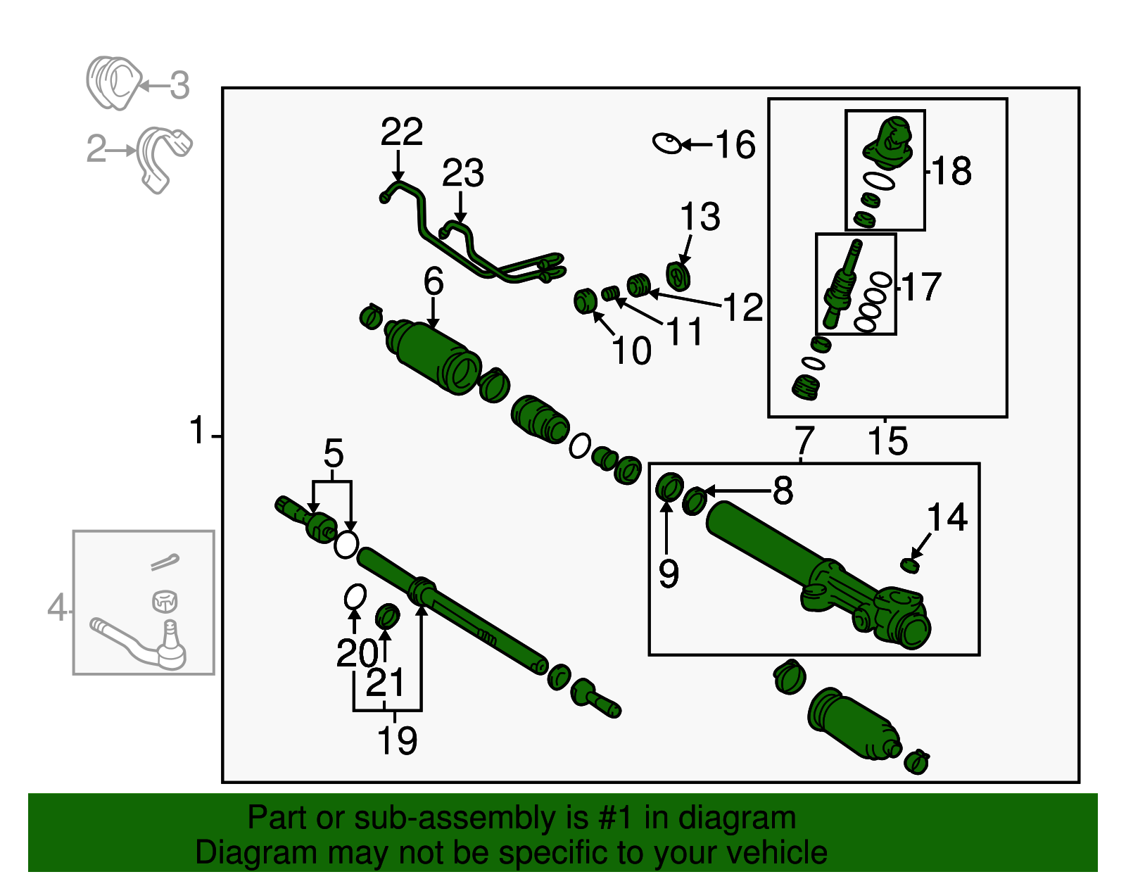 1995-2004 Toyota Steering Gear/Rack and Pinion Assembly 1996-2002 ...