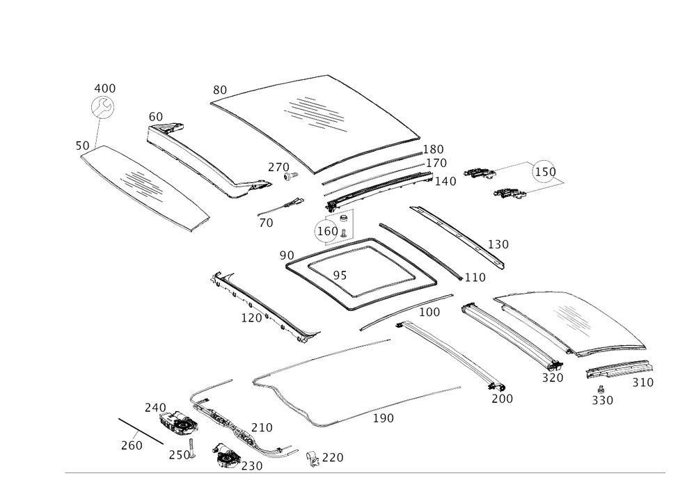 2015-2018 Mercedes-Benz Sliding Sunroof Component 205-780-01-75 ...