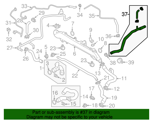 079-121-036-C - Center Hose 2013-2015 Audi RS5 | Audi OEM Parts