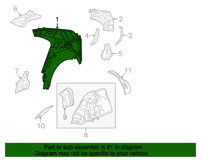 2013-2016 Chevrolet Passenger Side Body Side Inner Panel 22902683 GM ...