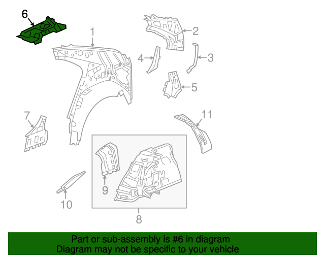2013-2016 Chevrolet Rear Driver Side Window Panel Extension 25915431 ...