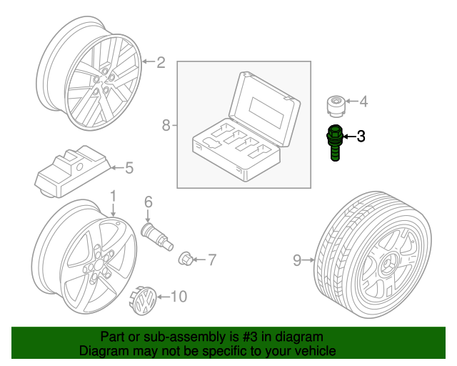 2004-2017 Volkswagen Touareg Wheel Bolt WHT-002-529 | OEM Parts Online