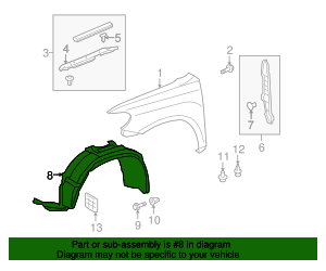 53806-0E050 - Fender Liner - 2008-2010 Toyota Highlander | OEM Genuine ...