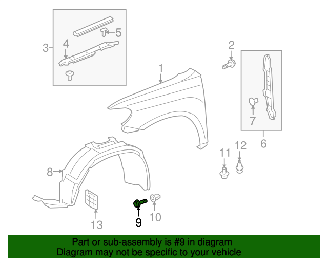 90080-15090 - Radiator Support Splash Shield Screw - 2000-2013 Toyota ...