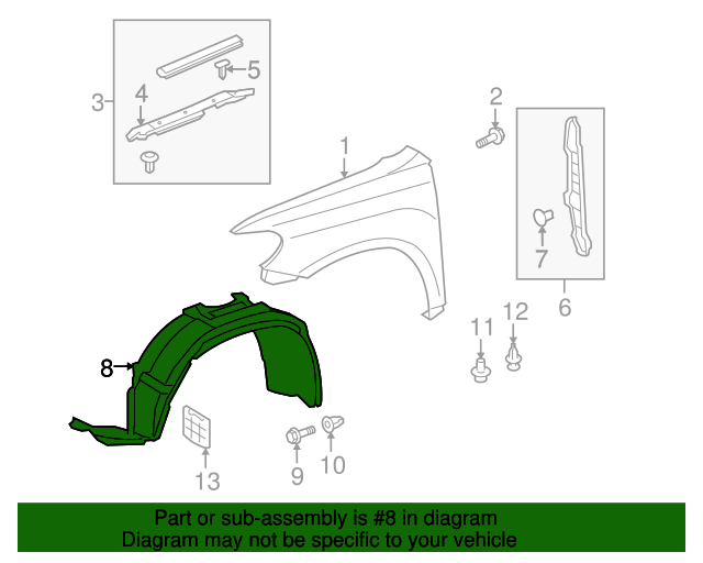 53806-0E050 - Fender Liner - 2008-2010 Toyota Highlander | OEM Genuine ...