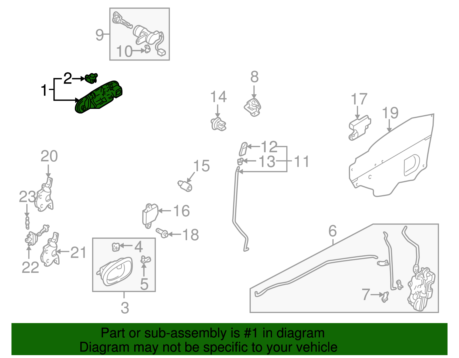2001-2003 Mazda Handle, Outside C100-59-410B-15 | Mazda Part Direct
