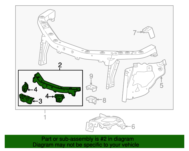 2010-2017 GM Front End Upper Center Tie Bar 25974358 GM | GMPartsDirect.com