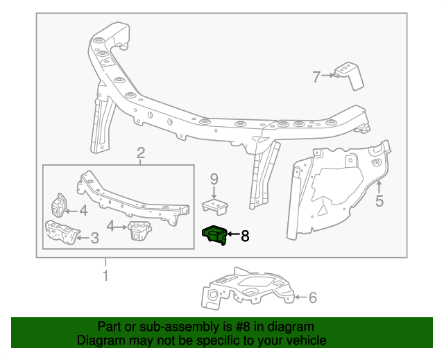 2010-2017 GM Headlamp and Fascia Mount Panel Center Bracket 25896694 ...