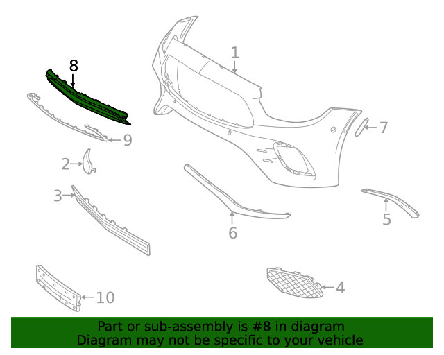 238-885-34-01 - Bumper Trim 2021-2023 Mercedes-Benz E 450 ...