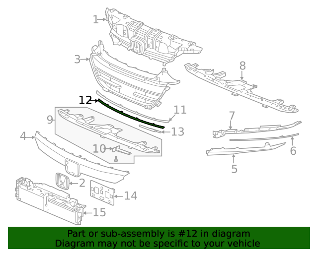 71117-TVA-F00 - Molding Grille (Lower) - Honda Car Parts Direct