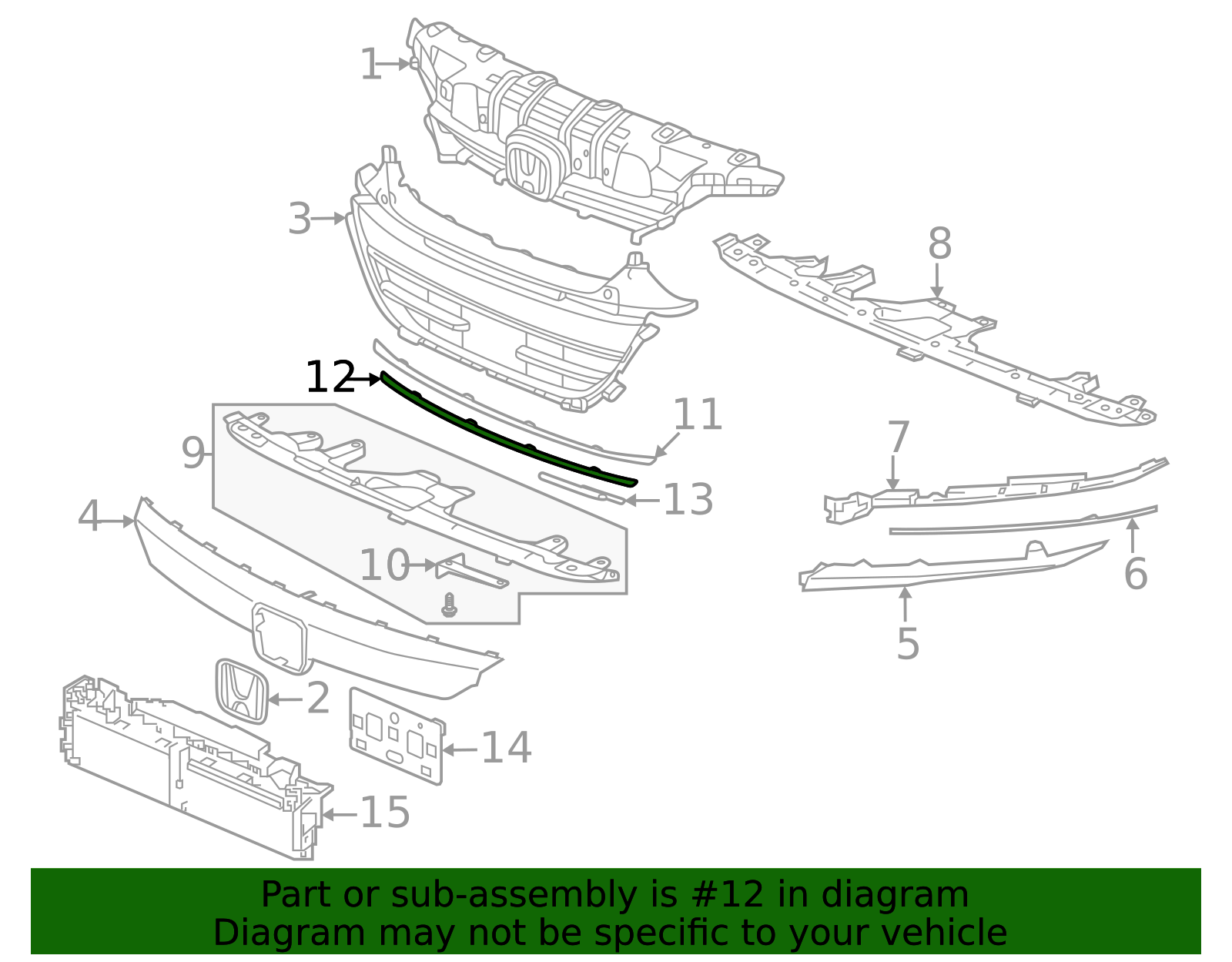 71117-TVA-F10 - Grille Molding 2021-2022 Honda Accord | AutoNation Parts