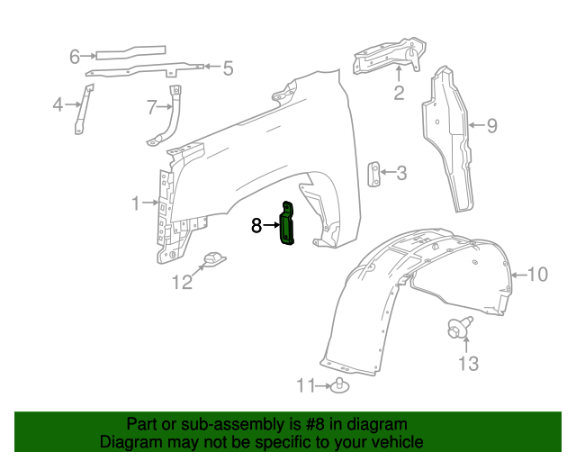 2015-2020 GM Front Driver Side Fender Cover 23463924 GM | GMPartsDirect.com