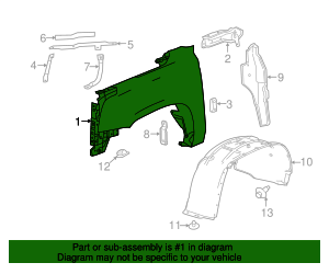 2015-2020 Cadillac Front Driver Side Fender 84216913 GM | GMPartsDirect.com