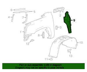 2015-2020 GM Front Passenger Side Fender Insulator 84342551 GM ...