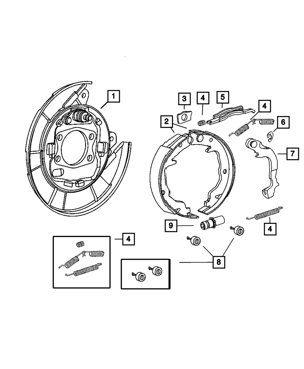 2007-2017 Mopar Rear Drum Brake Backing Plate, Right Rear 68159652AA ...