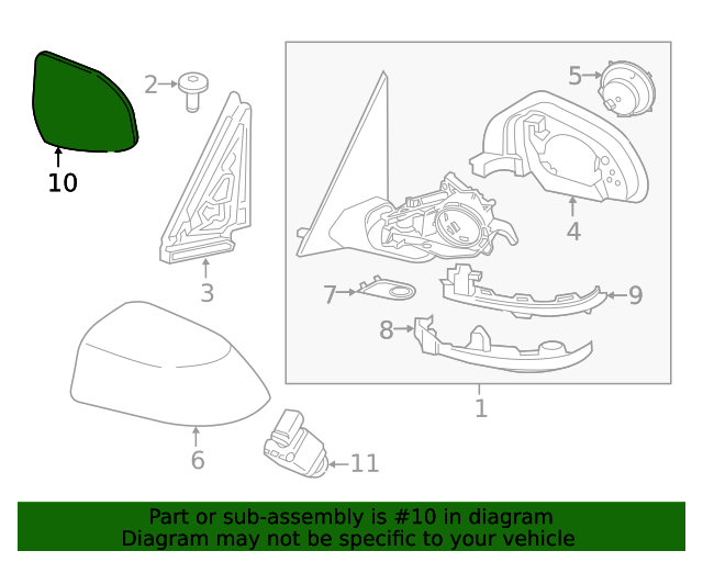 Genuine BMW 51-16-9-491-792 | Mirror Glass | FREE Shipping on Most ...