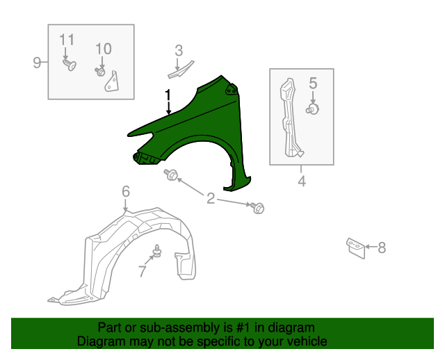 53802-12A70 - Fender - 2009-2013 Toyota Corolla | OEM Genuine Toyota Parts