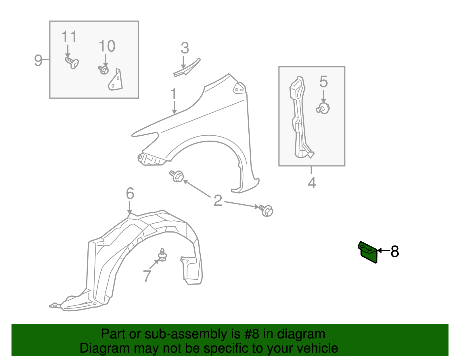 2009-2013 Toyota Fender Liner Pad 53852-02050 | Toyota Parts Center