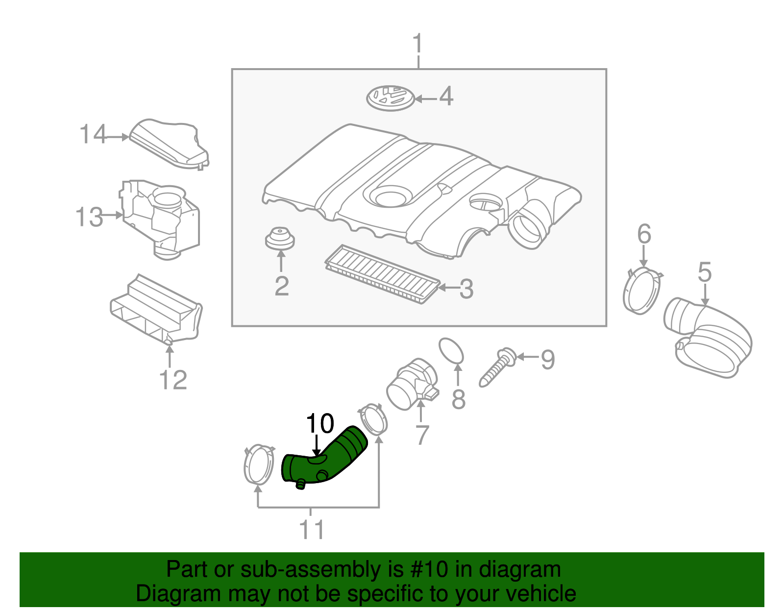 5P0-805-971-9B9 - Air Inlet Duct 2010-2014 Volkswagen | Volkswagen ...