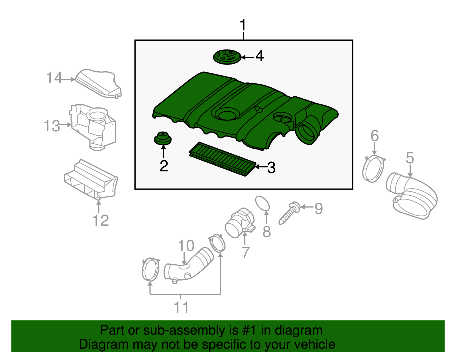 2005-2014 Volkswagen Air Cleaner Assembly 07K-129-607-J | VW Direct ...