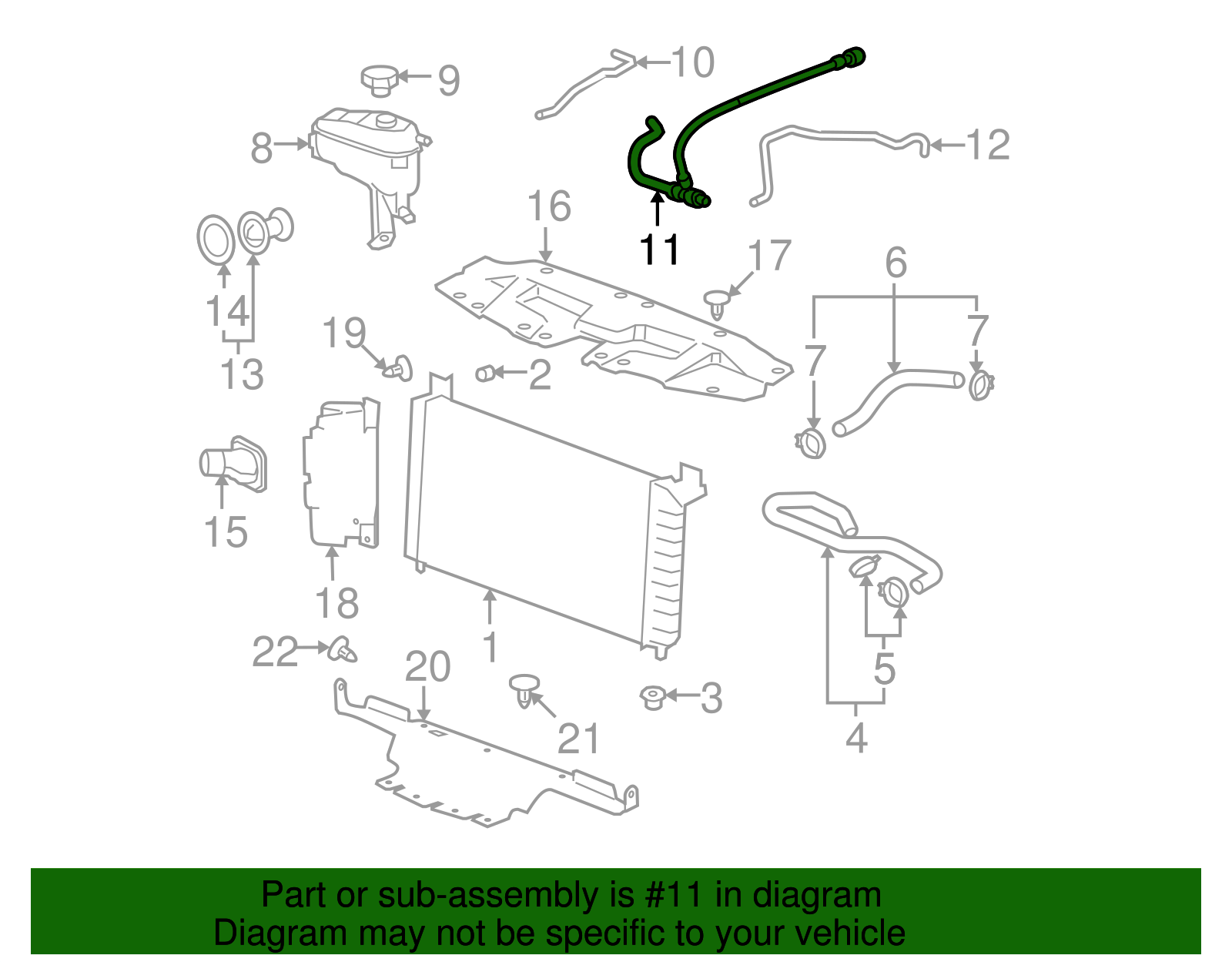 2005-2014 GM Radiator Surge Tank Outlet Hose 15834772 GM ...