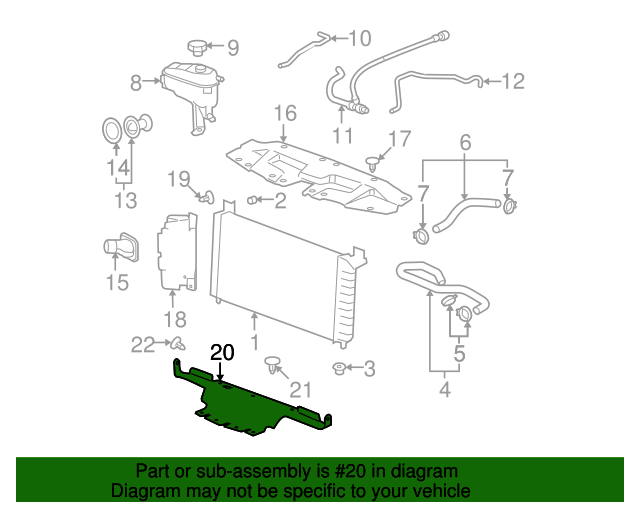 2007-2013 Chevrolet Radiator Support Baffle 25998990 | OEM GM Parts