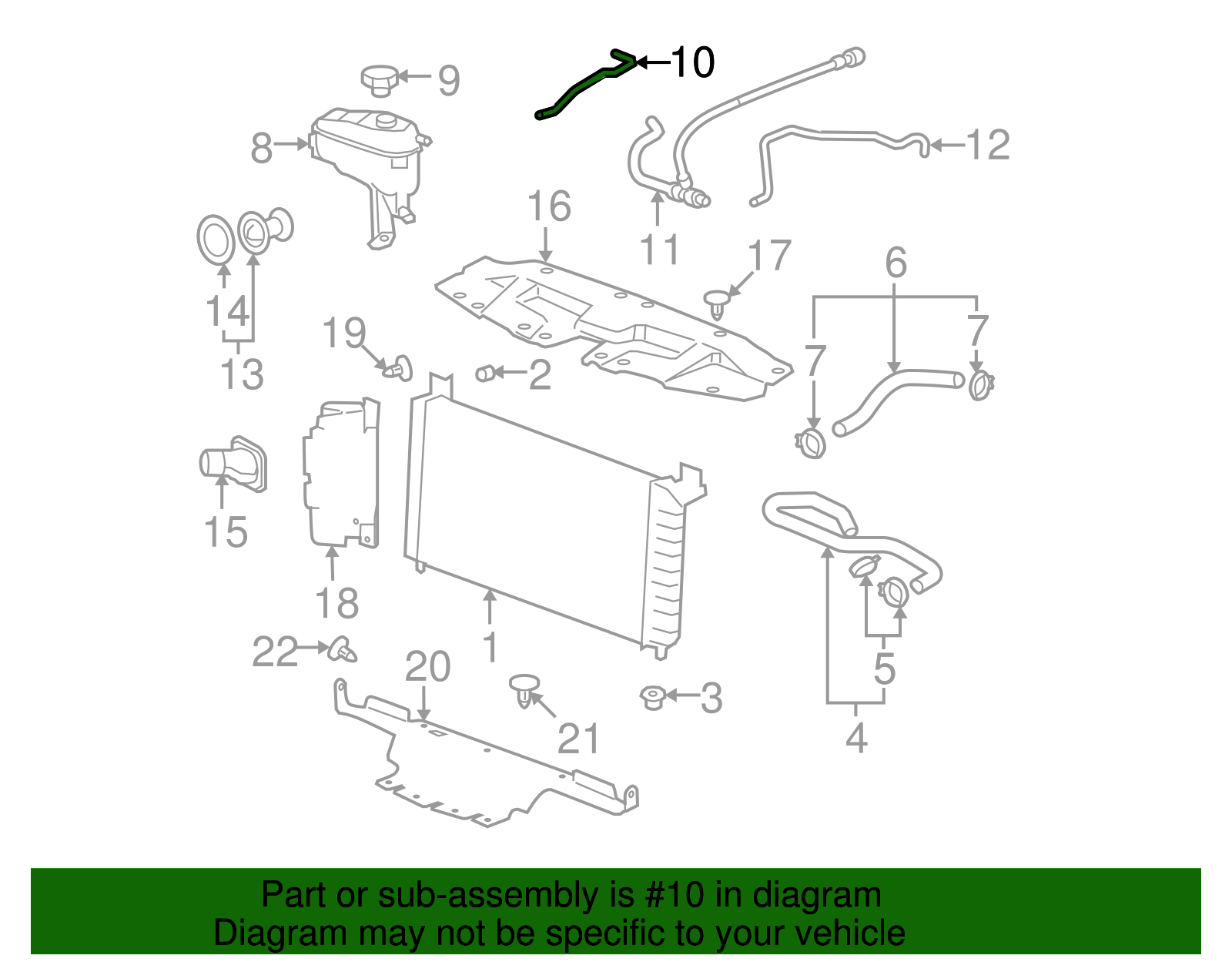 2007-2014 GM Radiator Surge Tank Inlet Hose 22827733 GM | GMPartsDirect.com