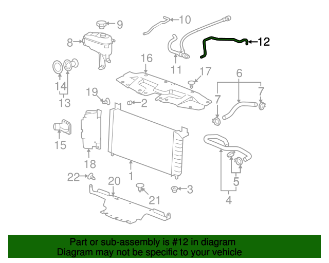 2007-2014 GM Radiator Vent Inlet Hose 22827734 GM | GMPartsDirect.com