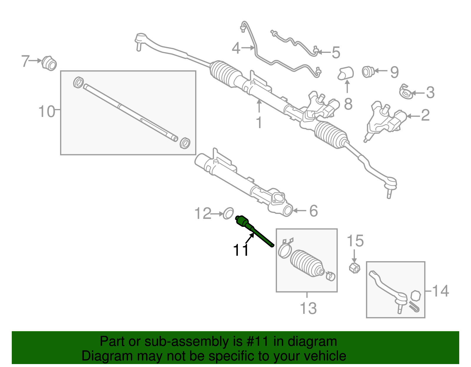2009-2014 Nissan Murano Inner Tie Rod D8521-1AA0A | OEM Parts Online