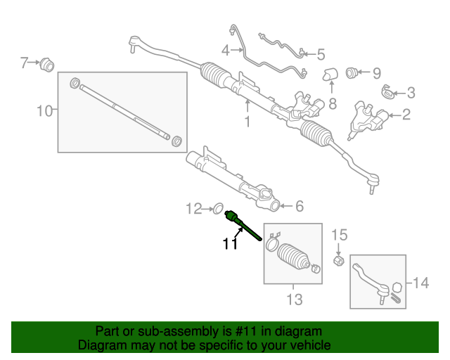 2009-2014 Nissan Murano Inner Tie Rod - Passenger Side (RH) D8E21-1AA0A ...