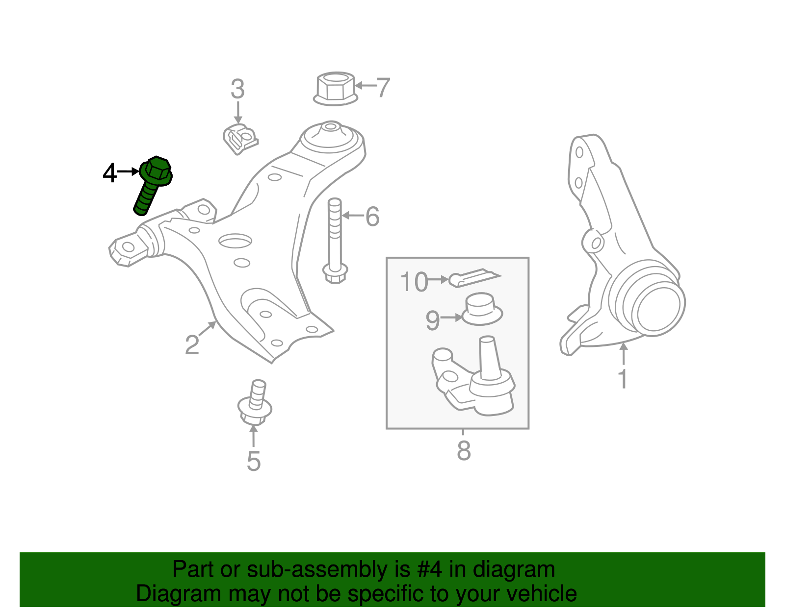 90080-10376 - Lower Control Arm Front Bolt 2013-2018 Toyota Avalon ...