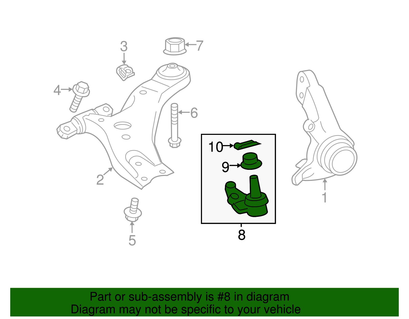 43340-09170 - Suspension Ball Joint (Left, Front, Lower) 2005-2018 ...