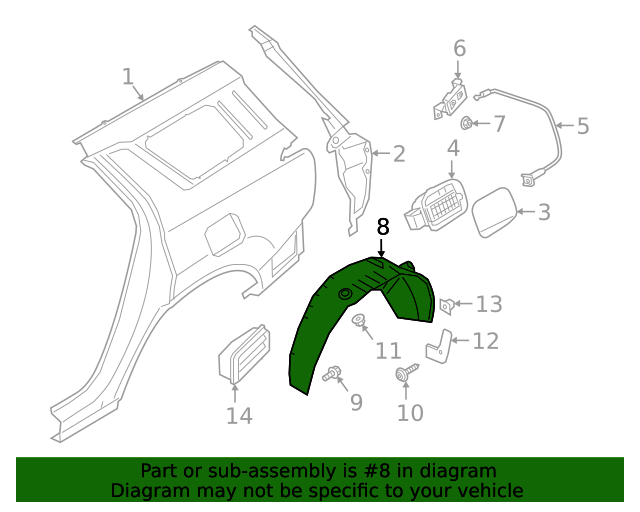 2020-2023 Hyundai Palisade Quarter Panel Splash Shield 86821-S8000 ...