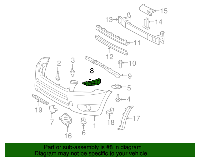 2006-2012 Toyota RAV4 Bumper Cover Stay (Right, Front) 52535-0R010 ...