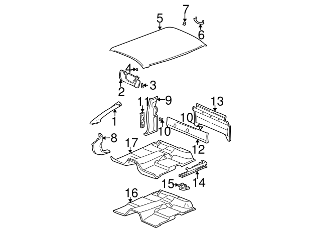 15262946 - Medium Dark Pewter Passenger Side Windshield Garnish Molding ...