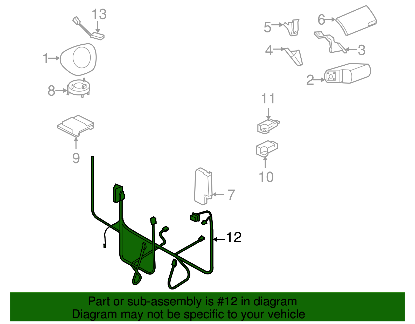 1C0-971-582-A - Air Bag Wiring Harness 2002-2010 Volkswagen Beetle ...
