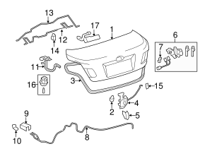 2007-2011 Toyota Camry Deck Lid Release Lever 64606-06110 | OEM Parts ...