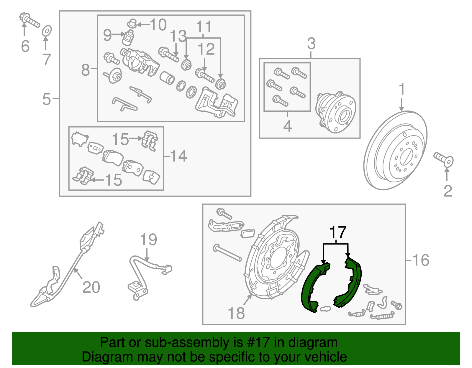 2015-2021 Kia Sedona Park Brake Shoes 58305-A9A00 | Retail Performance ...