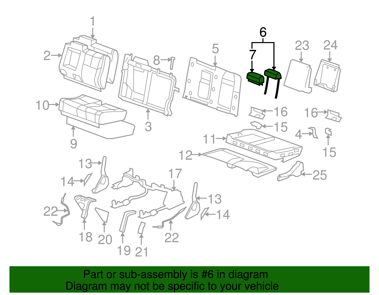 15927505 - Light Titanium Rear Seat Head Restraint 2007-2013 GM ...