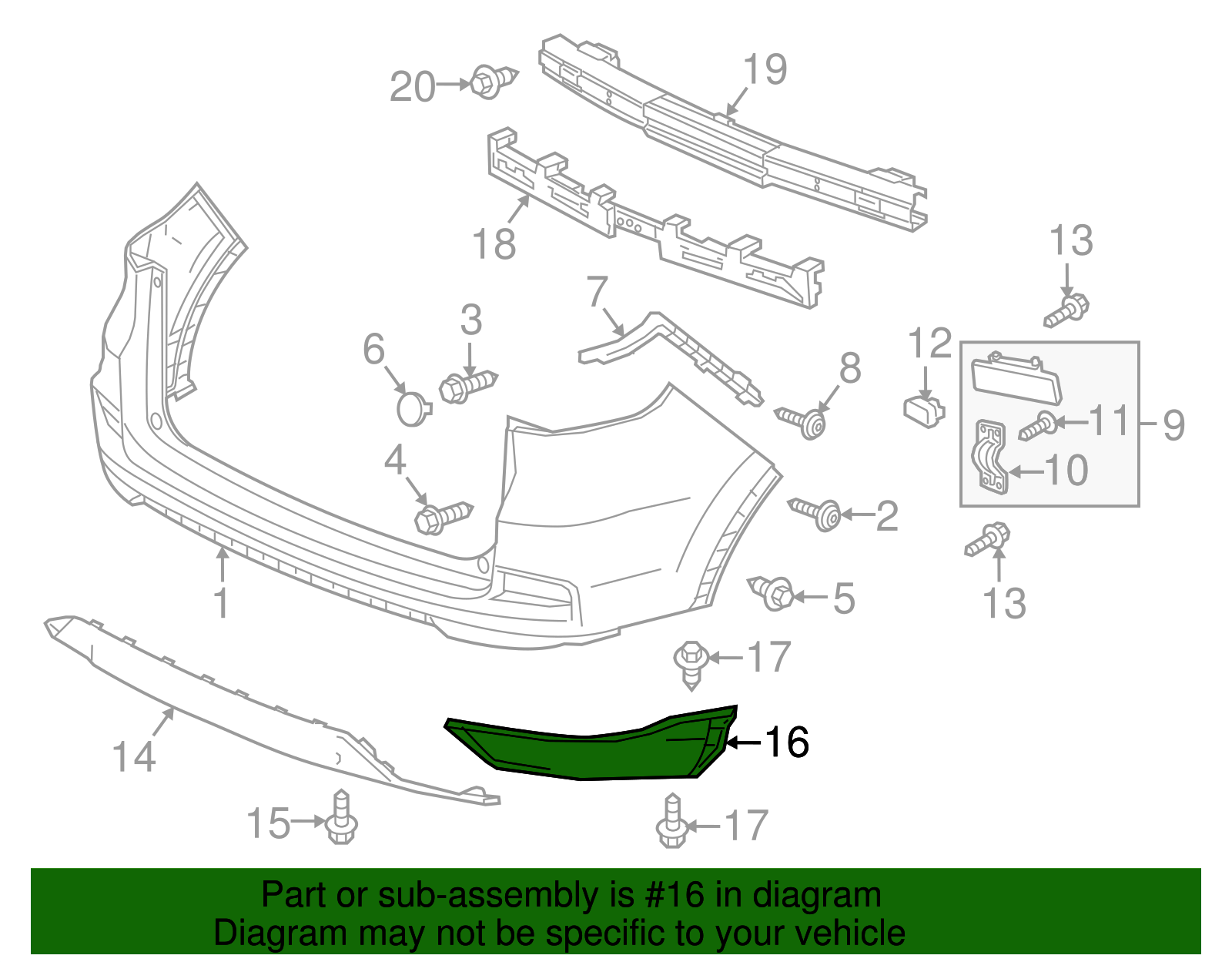 71502-T1W-A00 - Face R Rear Bumper Side (Lower) - 2015 2016 Honda CR-V ...