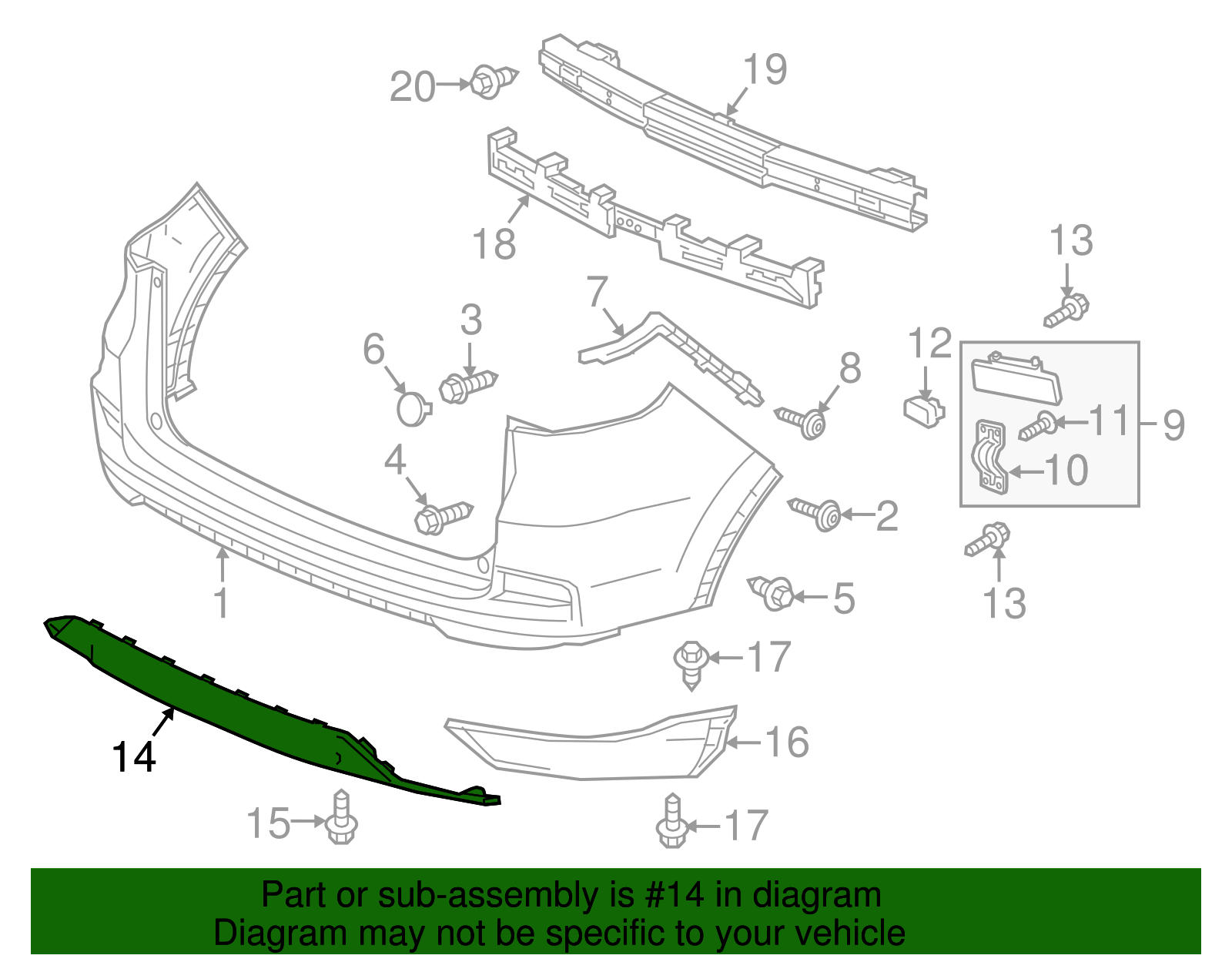 71510-T1W-A01 - 2015-2016 Honda CR-V - Garnish Rear Bumper (Lower ...