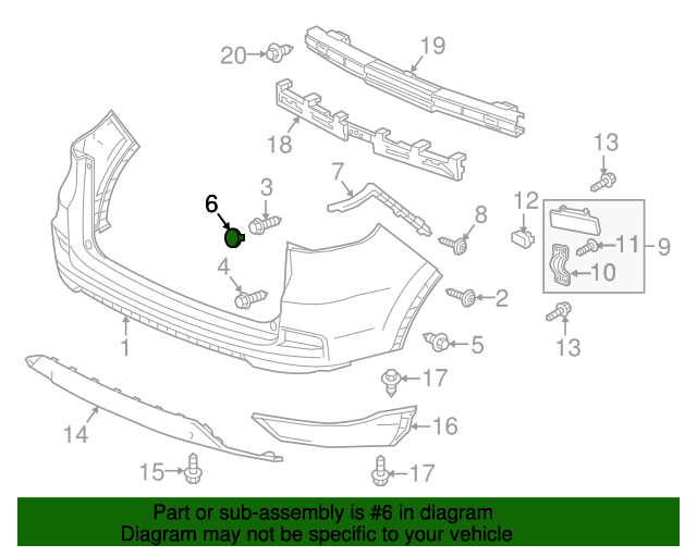 71503-S9A-000D4 - Cap Rear Bumper *YR578M* (Urban Titanium Metallic ...