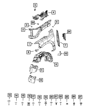2021-2024 Ram 1500 Wheelhouse Shield, Left 68443469AD | Mopar eStore