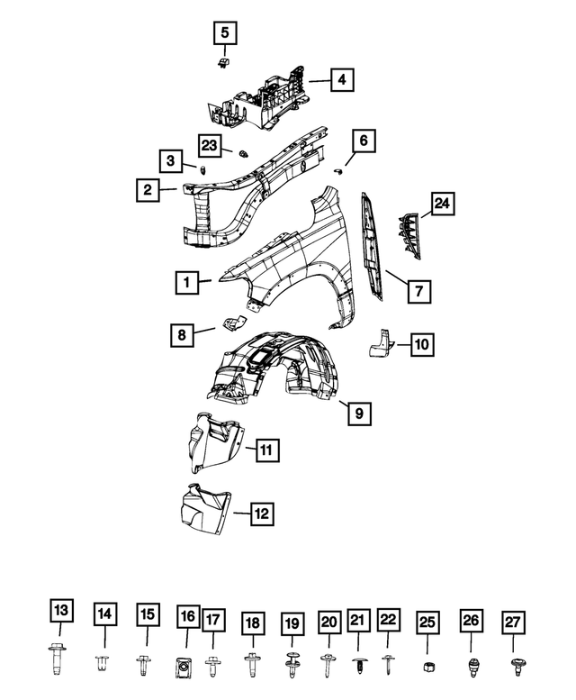 2021-2024 Ram 1500 Fender Mounting Front Bracket, Left 68442833AB ...