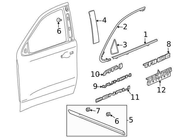 2021-2023 Chevrolet Tahoe Black Front Side Door Vehicle Name Plate ...