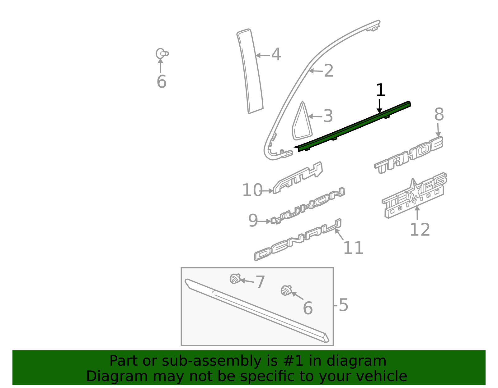 2021-2024 GM Front Driver Side Door Window Belt Reveal Molding 84844387 ...